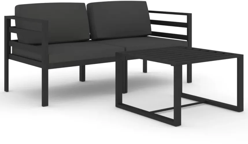 VidaXL Set mobilier de gradina cu perne 3 piese antracit aluminiu