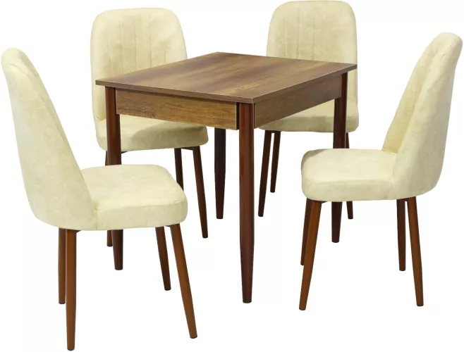 Set masa fixa Deco Nuc cu 4 Scaune Artemis Crem - cel.ro