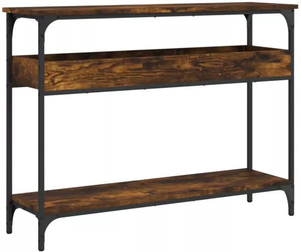 VidaXL Masa consola cu raft stejar fumuriu 100x29x75 cm lemn prelucrat ...