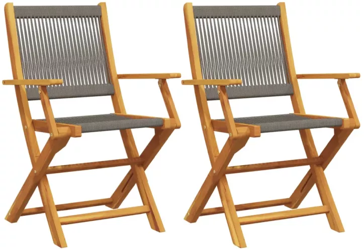 VidaXL Scaune gradina 2 buc. gri lemn masiv acacia si polipropilena ...