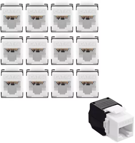 Set 12 Mufe CAT6 de 1 Gbit pentru cabluri Ethernet RJ45 Kwmobile Negru ...