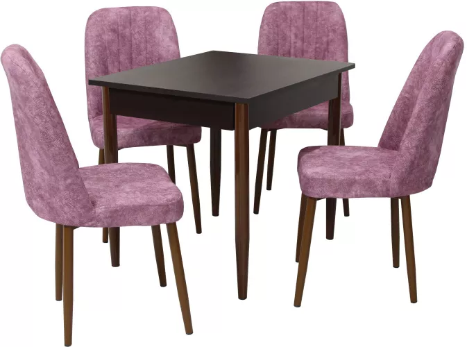 Set masa fixa Deco Wenge cu 4 scaune Artemis Roz - cel.ro