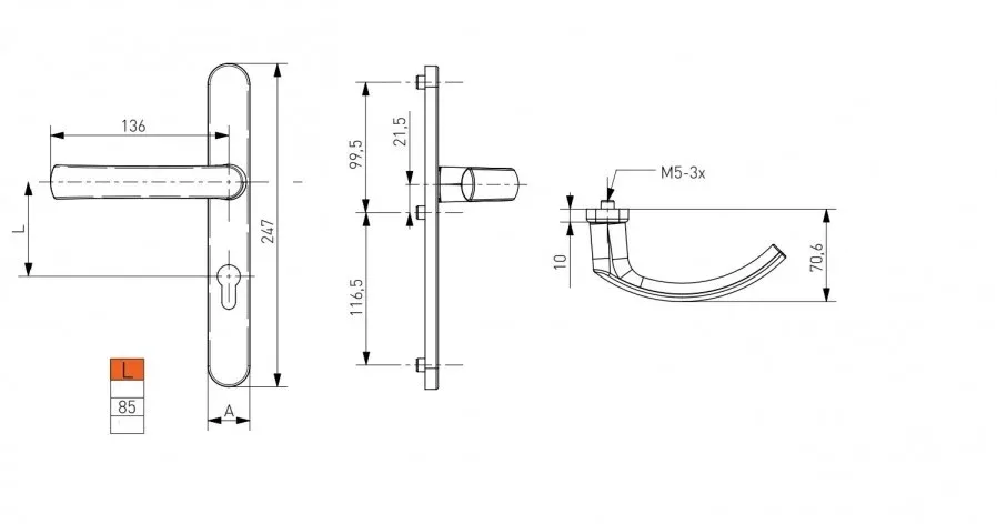 Maner usa termopan Jowisz exterior 85 x 32 mm cu arc material aluminiu ...