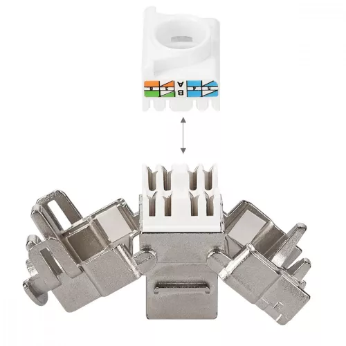 Set 4 Prize duble de retea RJ45 10G cu 8 mufe CAT 6A Kwmobile Alb Metal ...