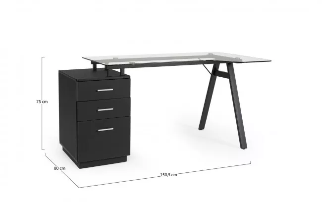 Birou negru Charlie 150.5x80x75 cm 0710561 - cel.ro