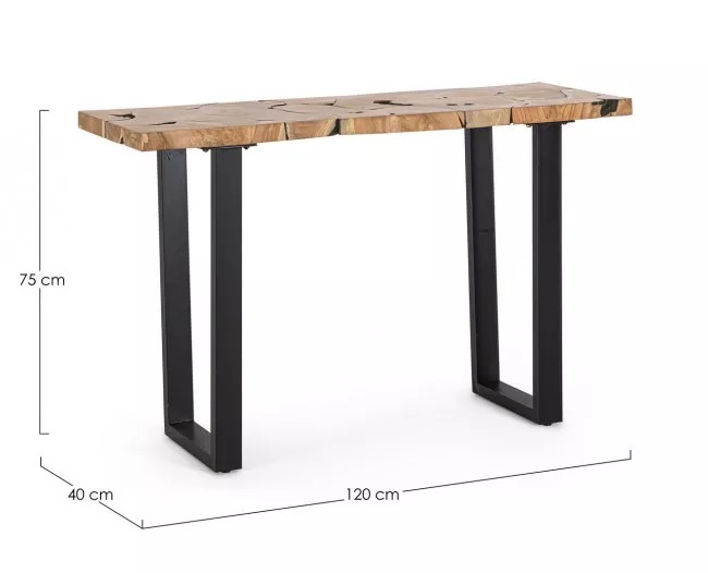 Consola otel negru lemn Elwood 120x40x75 cm 0680590 - cel.ro