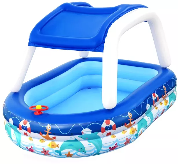 Piscina copii gonflabila cu acoperis detasabil 2.13x1.55x1.23 m - cel.ro