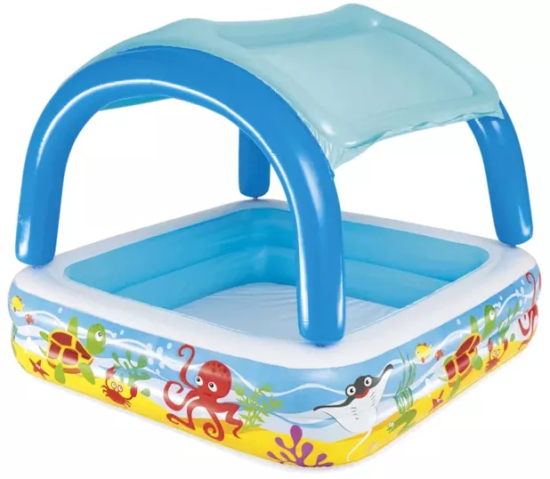 Piscina copii gonflabila cu acoperis pentru protectie solara detasabil ...
