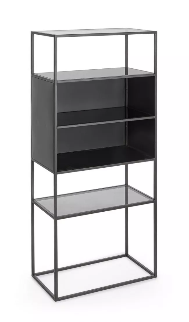 Raft otel negru sticla Hydra 55x30x132.5 cm 0747211 - cel.ro