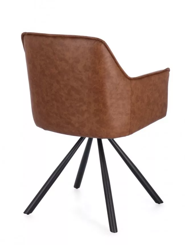 Set 2 scaune rotative otel negru piele maro Breval 59.5x61x84 cm ...