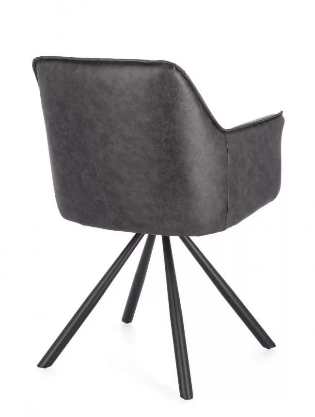 Set 2 scaune rotative piele gri otel negru Breval 59.5x61x84 cm 0730330 ...