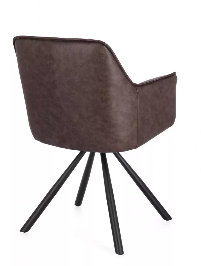 Set 2 scaune rotative piele maro otel negru Breval 59.5x61x84 cm ...