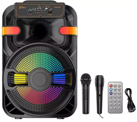 Boxa portabila karaoke ZQS10102 2 microfoane 90W PMPO LED RGB MRKT11249
