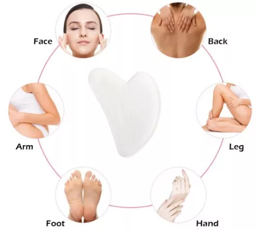 Set Rola Dubla si Piatra Gua Sha Forma Inima Masaj Facial si Corp Jad ...
