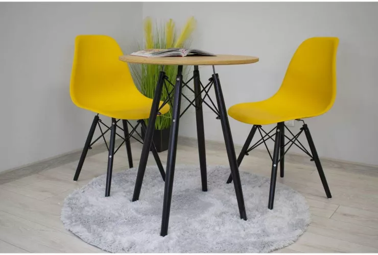 Masa stil scandinav Artool rotund MDF si lemn natur 60x73 cm 3578_1 ...