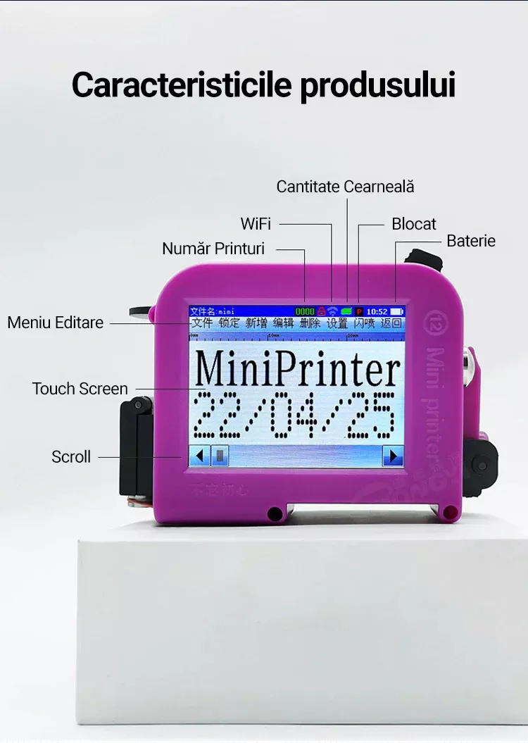 Imprimanta Portabila de Mana cu Cerneala Uscare Rapida Touchscreen ...
