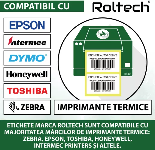 Set 10 role etichete termica ROLTECH - 100 x 50 mm - 1000 etichete/rola - cel.ro