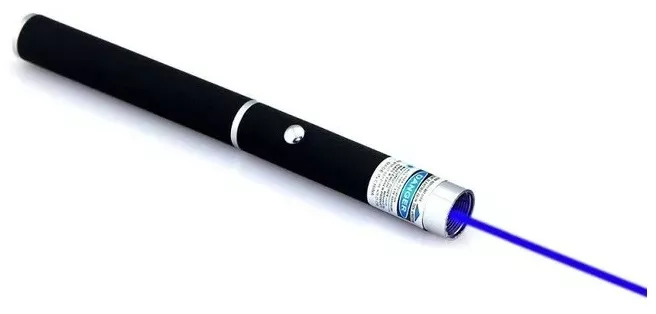 Laser Pointer Albastru Puternic cu Cap Proiectie si 2 Baterii Incluse ...
