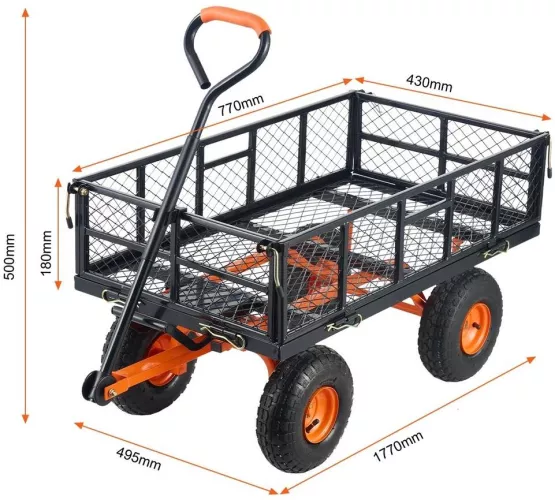 Carucior de gradina basculabil 4 x roti Capacitate 200 kg Vivatechnix ...