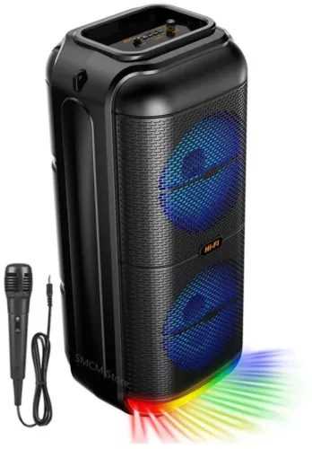 Boxa portabila cu microfon ZQS6227 60W PMPO BT/FM/USB/TWS RGB MRKT11328 ...