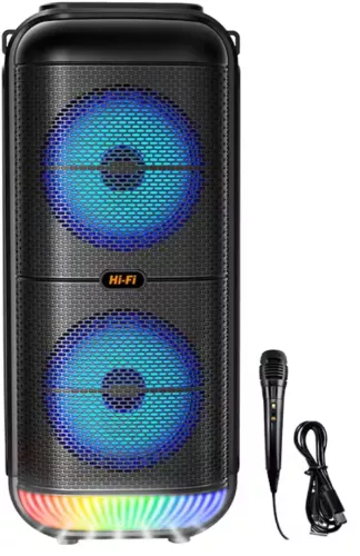 Boxa portabila cu microfon ZQS6227 60W PMPO BT/FM/USB/TWS RGB MRKT11328 ...
