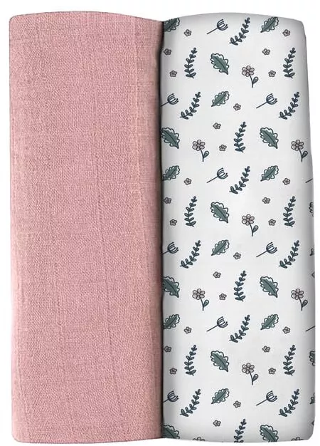 Set 2 Museline Beaba bumbac 120x120 cm Bridal Pink/Flowery Countryside ...