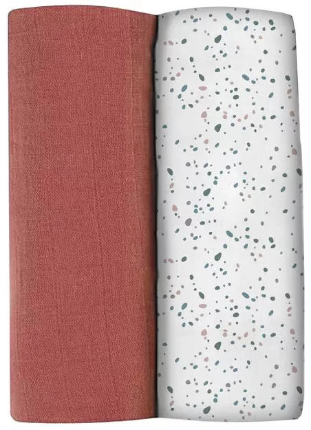 Set 2 Museline Beaba bumbac 120x120 cm Hot Sauce/Terrazzo B920391 - cel.ro