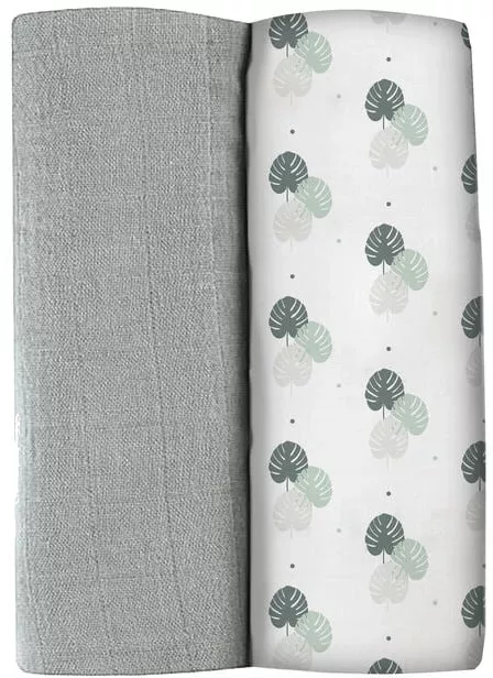 Set 2 Museline Beaba bumbac 120x120 cm Mirage Grey/Jungle B920387 - cel.ro