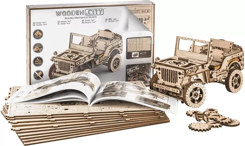 Puzzle 3D Mecanic Wooden City/ Auto 4x4 /571 piese/dimensiuni 27.9 cm x ...