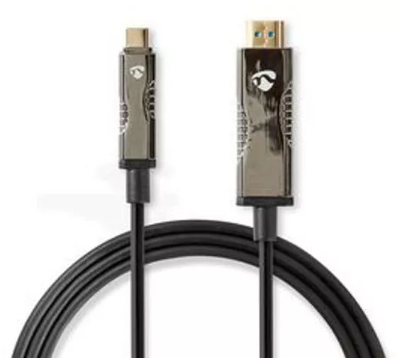 Cablu HDMI optic activ de mare viteza cu Ethernet 18Gbps 10 m Rotund ...