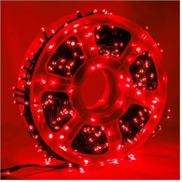 Instalatie de Craciun tip Liniara cu fir negru 50 m 500 LED-uri Rosu Flash