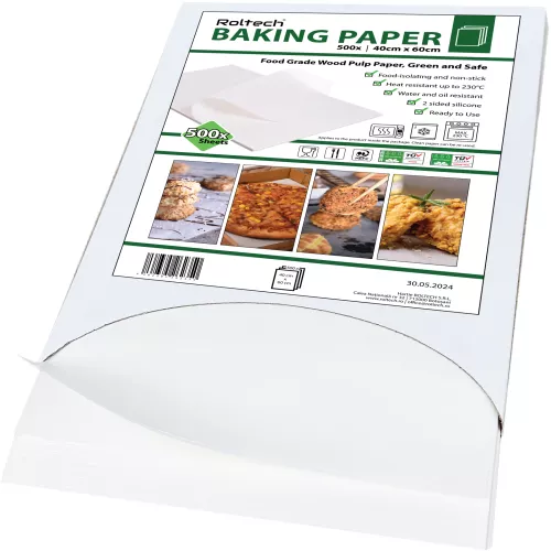 Set 5 pachete - Hartie de Copt alba siliconata 40x60cm - 2500 coli 5x 500