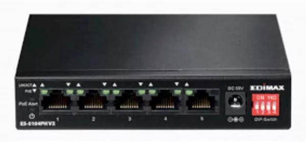 Switch Fast Ethernet cu 5 porturi cu 4 porturi PoE+ si switch DIP q6we ...