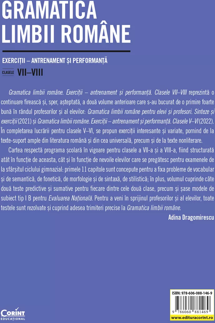 Gramatica limbii romane. Exercitii &ndash antrenament si performanta ...