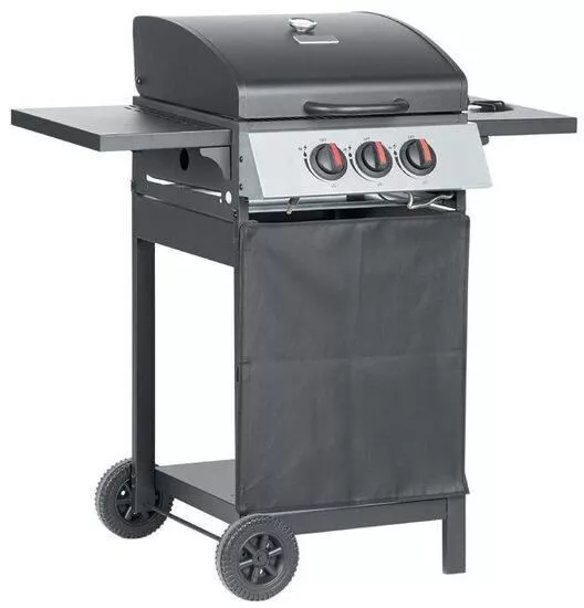 Gratar gradina grill dreptunghiular cu gaz 2+1 arzatoare cu roti - cel.ro