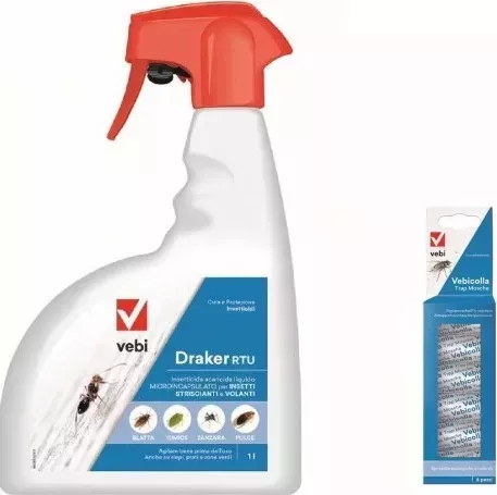 Set insecticid profesional Draker RTU 1 L si 6 x Banda adeziva de muste ...