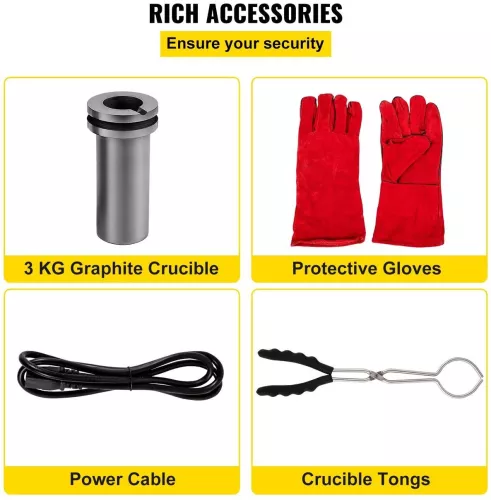 Cuptor topire metal Creuzet grafit Accesorii incluse Capacitate 3 kg ...