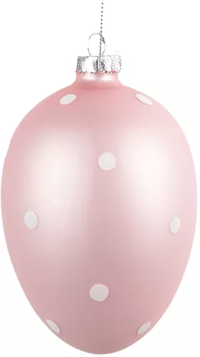 Set 6 oua decorative Paste sticla roz alba 8x12 cm 6GL4468 - cel.ro