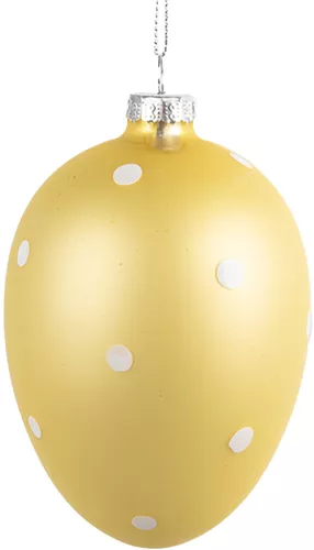 Set 6 oua decorative Paste sticla galbena alba 8x12 cm 6GL4467 - cel.ro