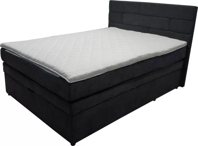 Pat tapitat boxspring cu saltea si topper pentru saltea Sani Delux 140 ...