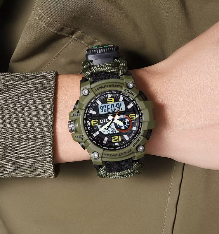 Ceas barbatesc Tio® Stil Militar Army Supravietuire Cremene foc Busola ...