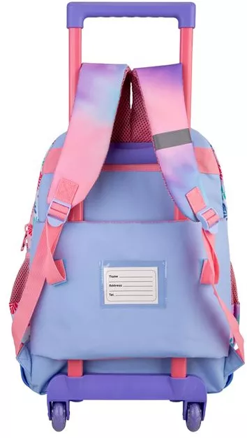 Ghiozdan troller scoala fete model Stitch 34x20x45 cm baza plastic mov ...