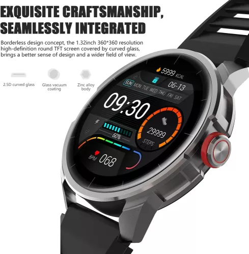 Smartwatch barbati TIO Ritm cardiac Vremea Monitorizare somn Mesaje ...