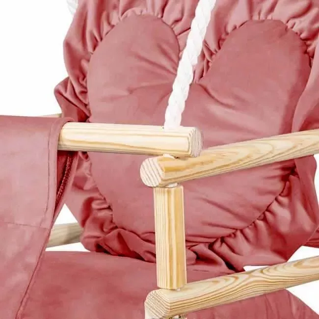 Leagan pentru copii lemn perna inima roz 33.4x34.5x25 cm Springos MCTON ...