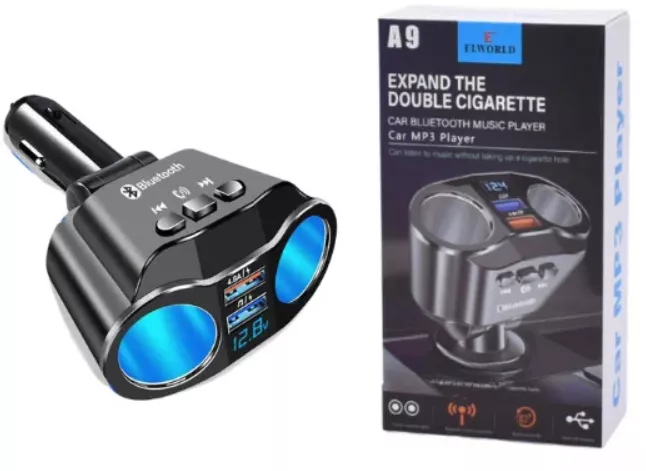 Modulator FM Bluetooth A9 Dual USB max. 4.8A 2 adaptoare bricheta Hands ...