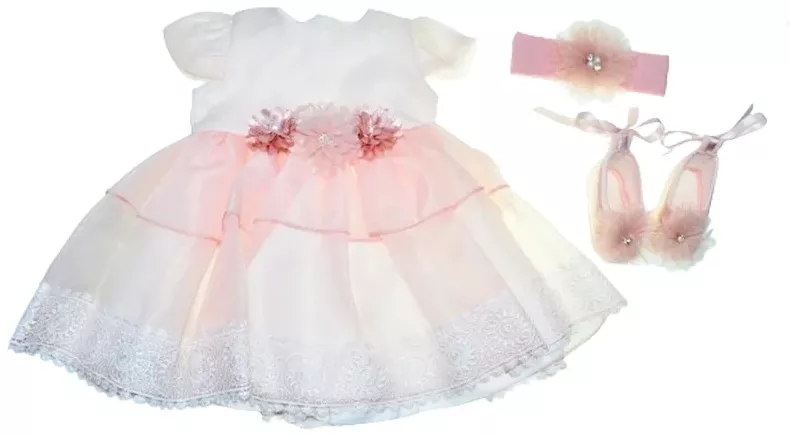 Set rochita pentru botez 3 piese Mini Junior RBTZ-3659 Roz RBTZ-3659-56 ...