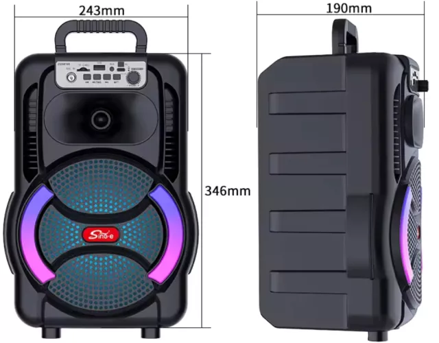 Boxa portabila cu microfon ZQS8166 60W PMPO BT/FM/USB 3000mAh