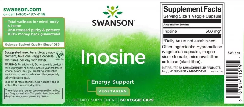 Inosine 500mg 60 Capsule Swanson