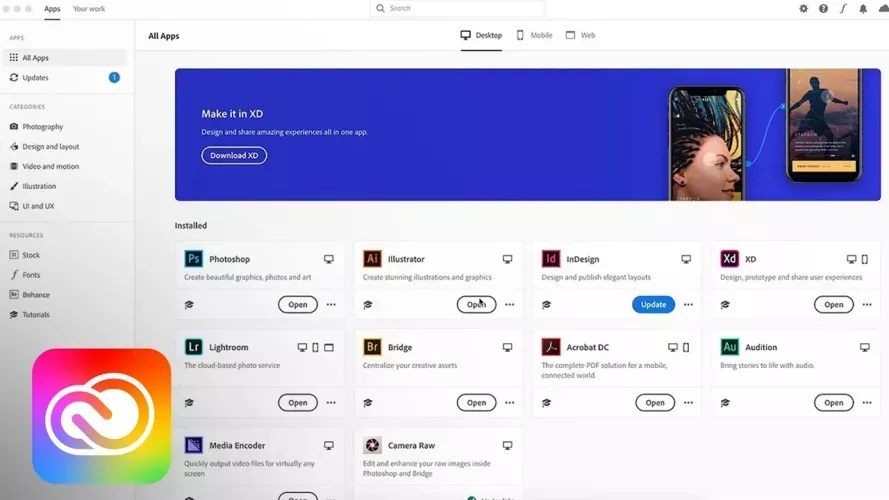 Adobe Creative Cloud 100 GB MacOS/Windows All Apps 1 An Binding Account ADBCC1AN - cel.ro