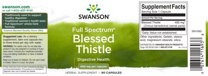 Full Spectrum Blessed Thistle Schinel 400mg 90 Capsule Swanson